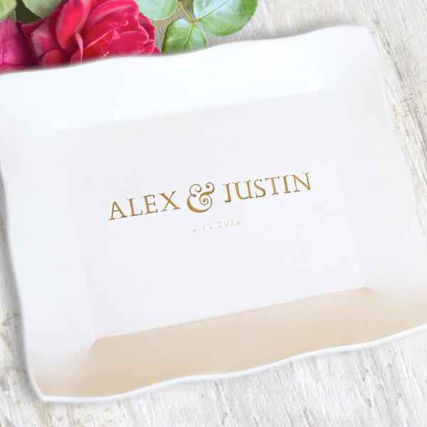 Personalized Wedding Plate Gold Names Date Custom Event Memory Platter ...